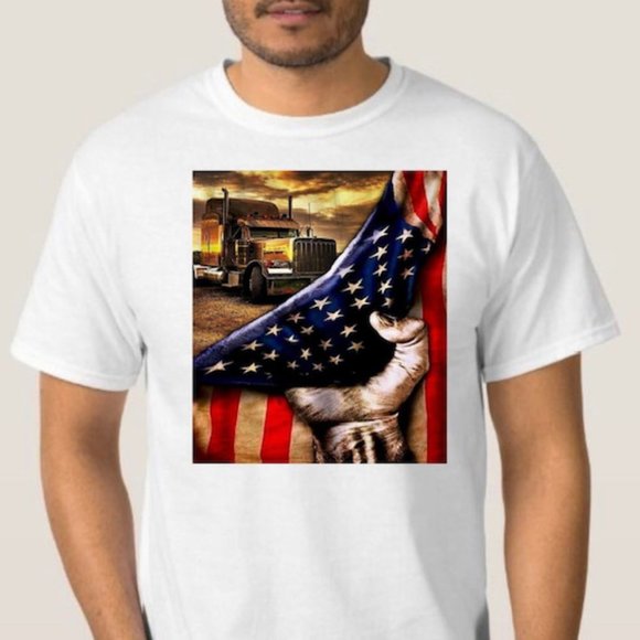 Shirts | Truck Driving Shirt Trucker Tshirt American Flag Tee Lorry ...